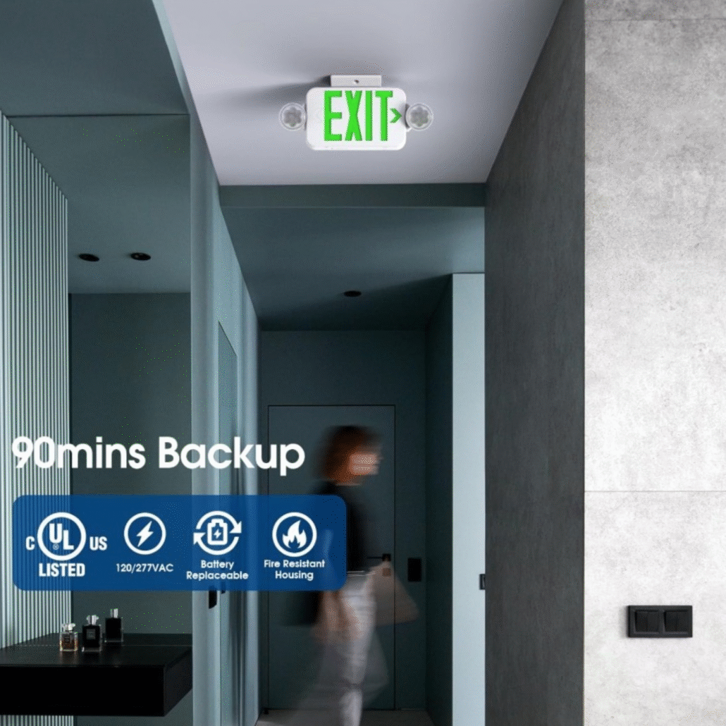 Red Exit Sign with emergency lights | Combo Exit Sign | Fluorolite